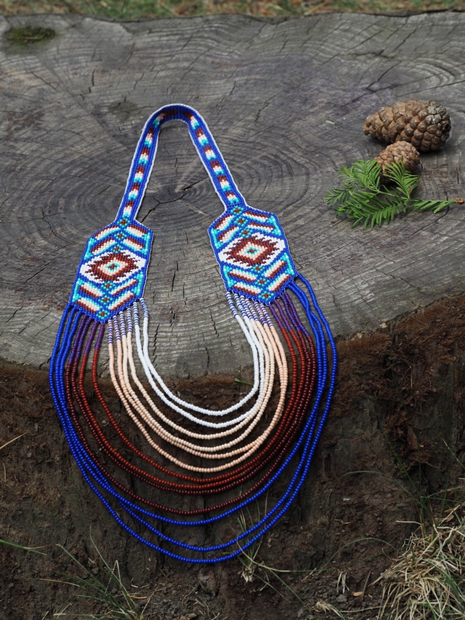 Cherokee Style Native America Beaded Necklace Inspired Bead - Etsy