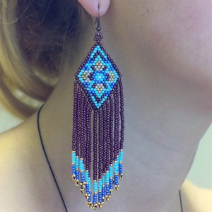 North Star Native America Inspired Beaded Earrings, Native America ...