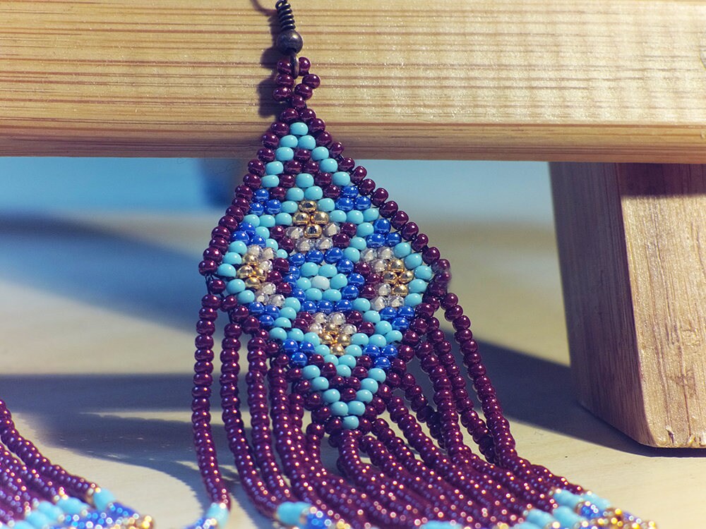 North Star Native America Inspired Beaded Earrings Native | Etsy
