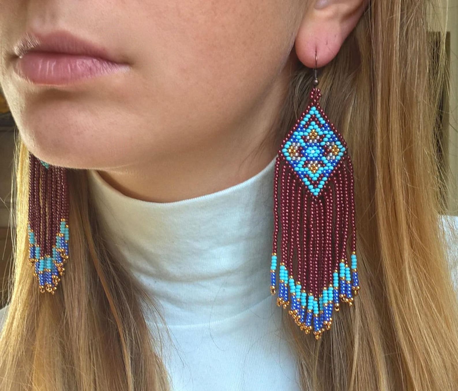 North Star Native America Inspired Beaded Earrings Native | Etsy