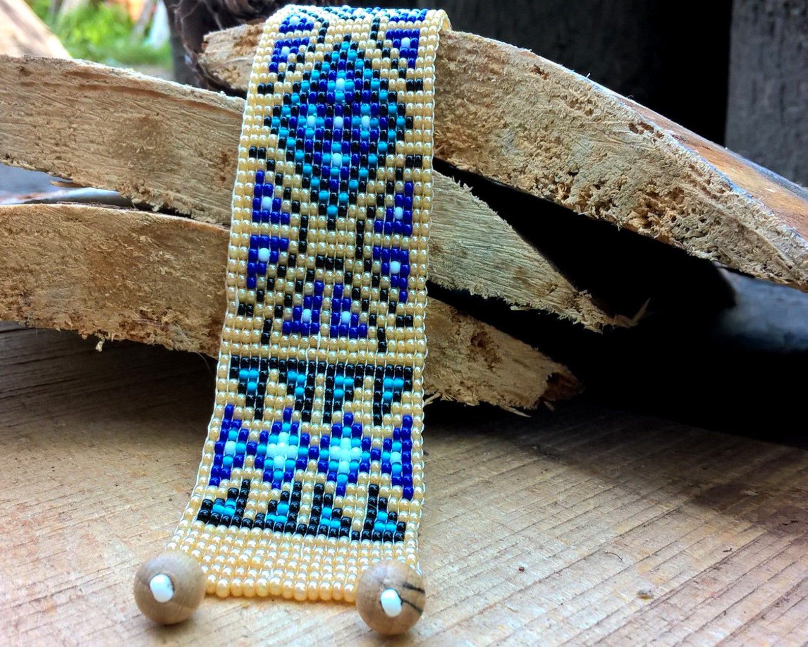 Cherokee Style Blue Old Patterns Native America Style Bead | Etsy