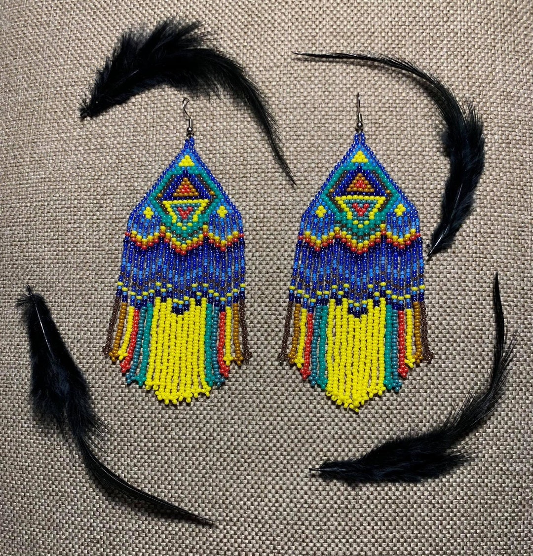 Native American Style Beaded Earring, Indian Style Big Jewellery ...