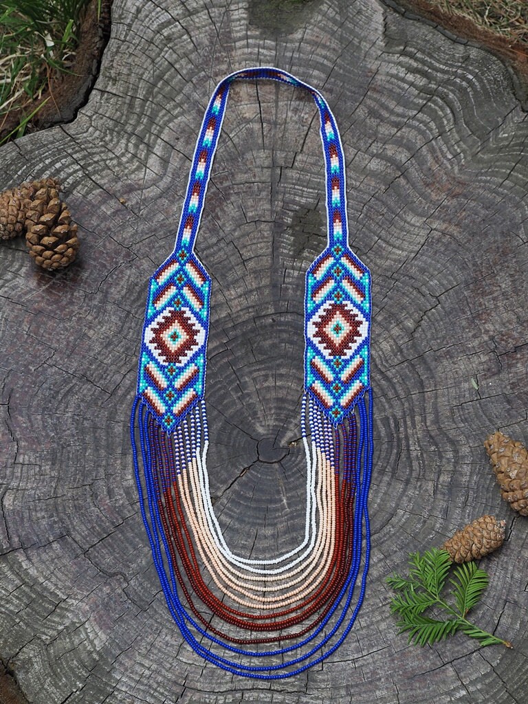 Cherokee Style Native America Beaded Necklace Inspired Bead - Etsy