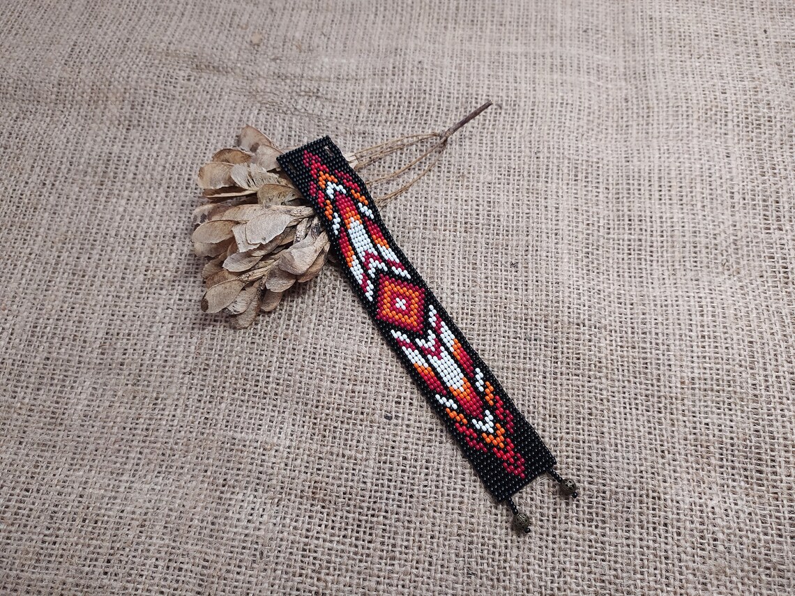 Red Vibrance Native America Style Bead Bracelet Bead Loom - Etsy