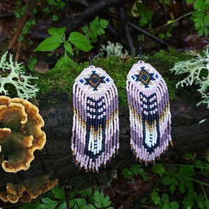 Lavender Apache Feather Native America Inspired Beaded Earrings, Native ...