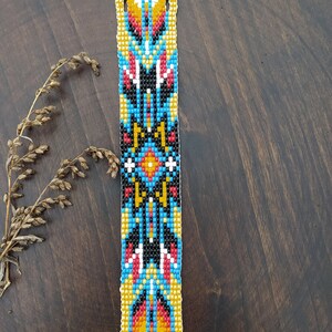 Cherokee Style Vibrant Patterns Native America Inspired Bead Bracelet ...