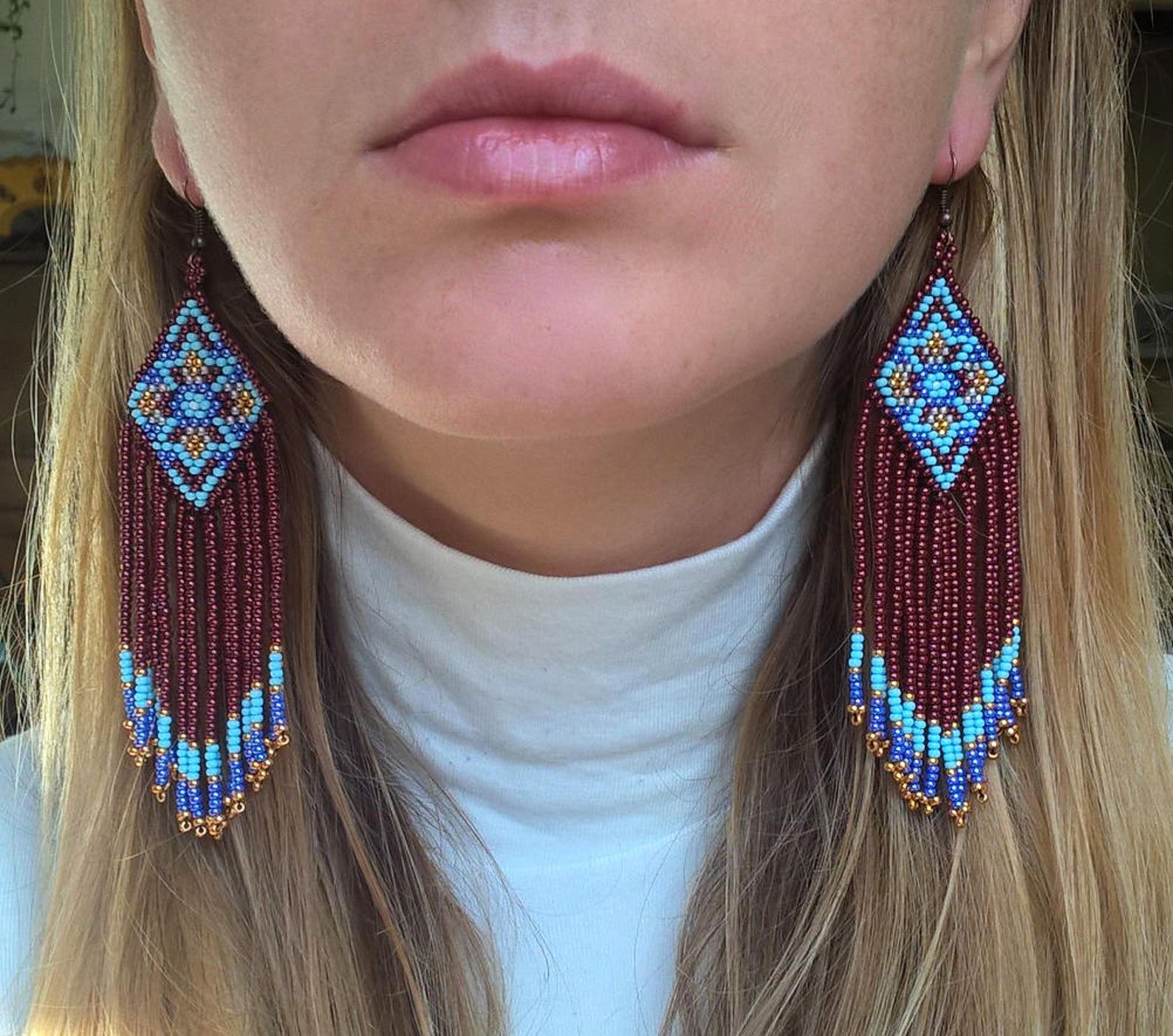 North Star Native America Inspired Beaded Earrings, Native America ...