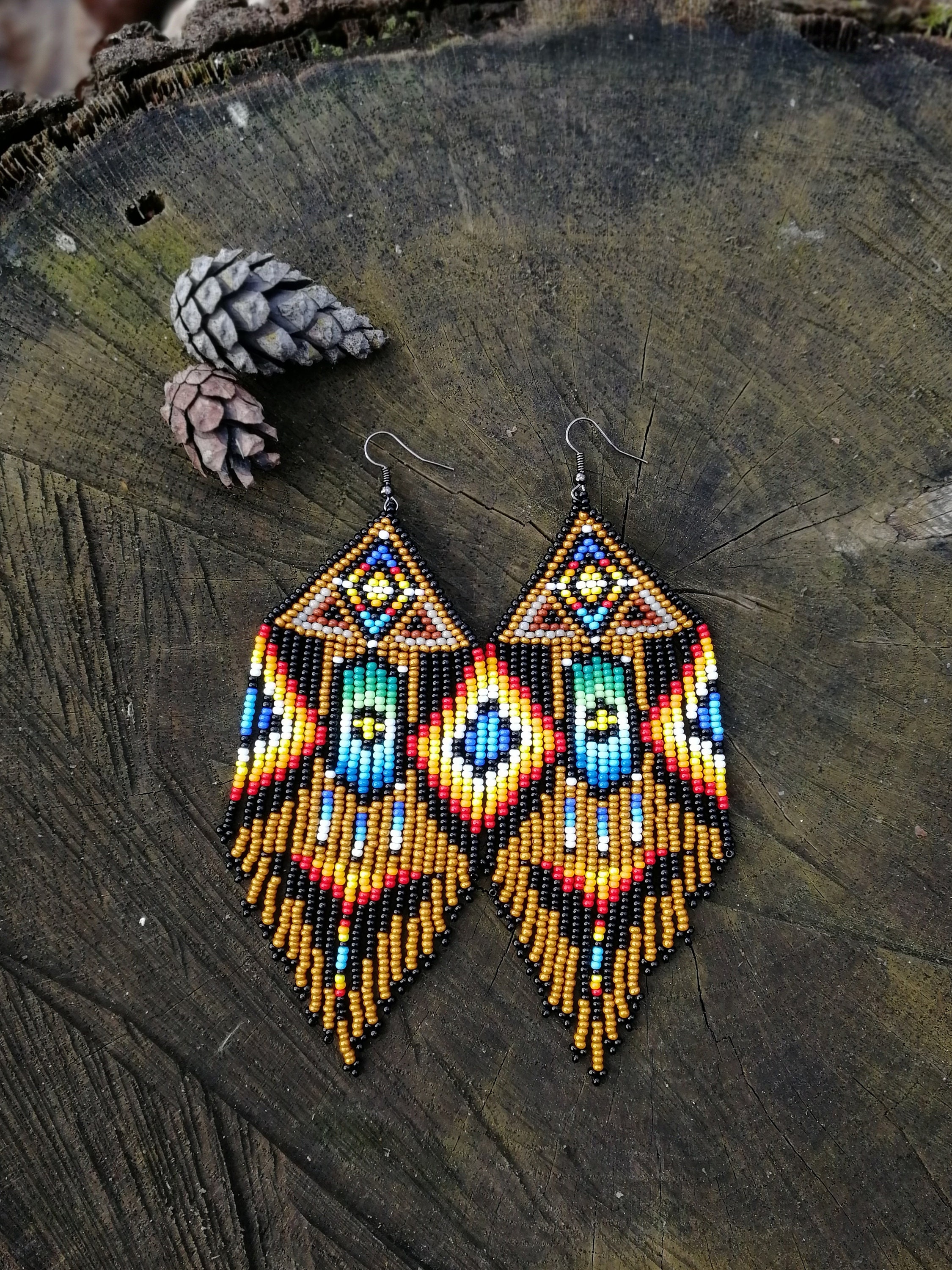 Cherokee Style Native America Inspired Bead Earrings Native - Etsy