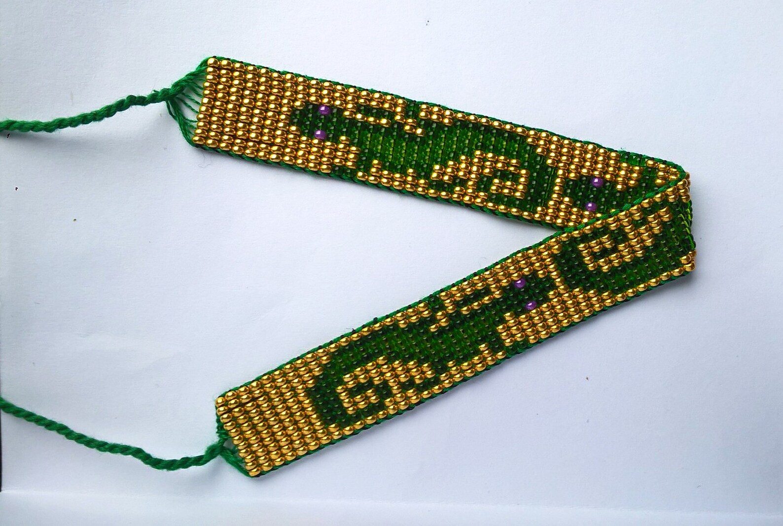 Salamander Bracelet, Gold Beaded Bracelet, Green Geko Bracelet, Loom ...