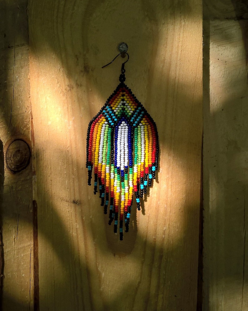 Bright Sunrise Big Earring Colorful Native America Style Bead | Etsy