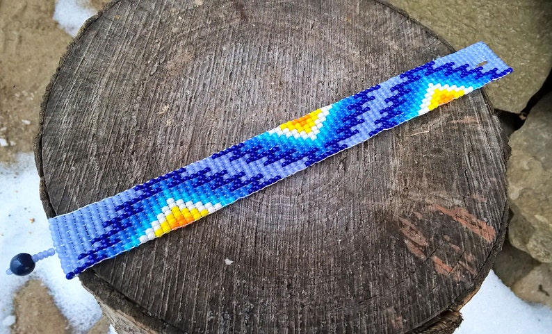Sunrise Native America Style Bead Bracelet Blue Bead Loom | Etsy