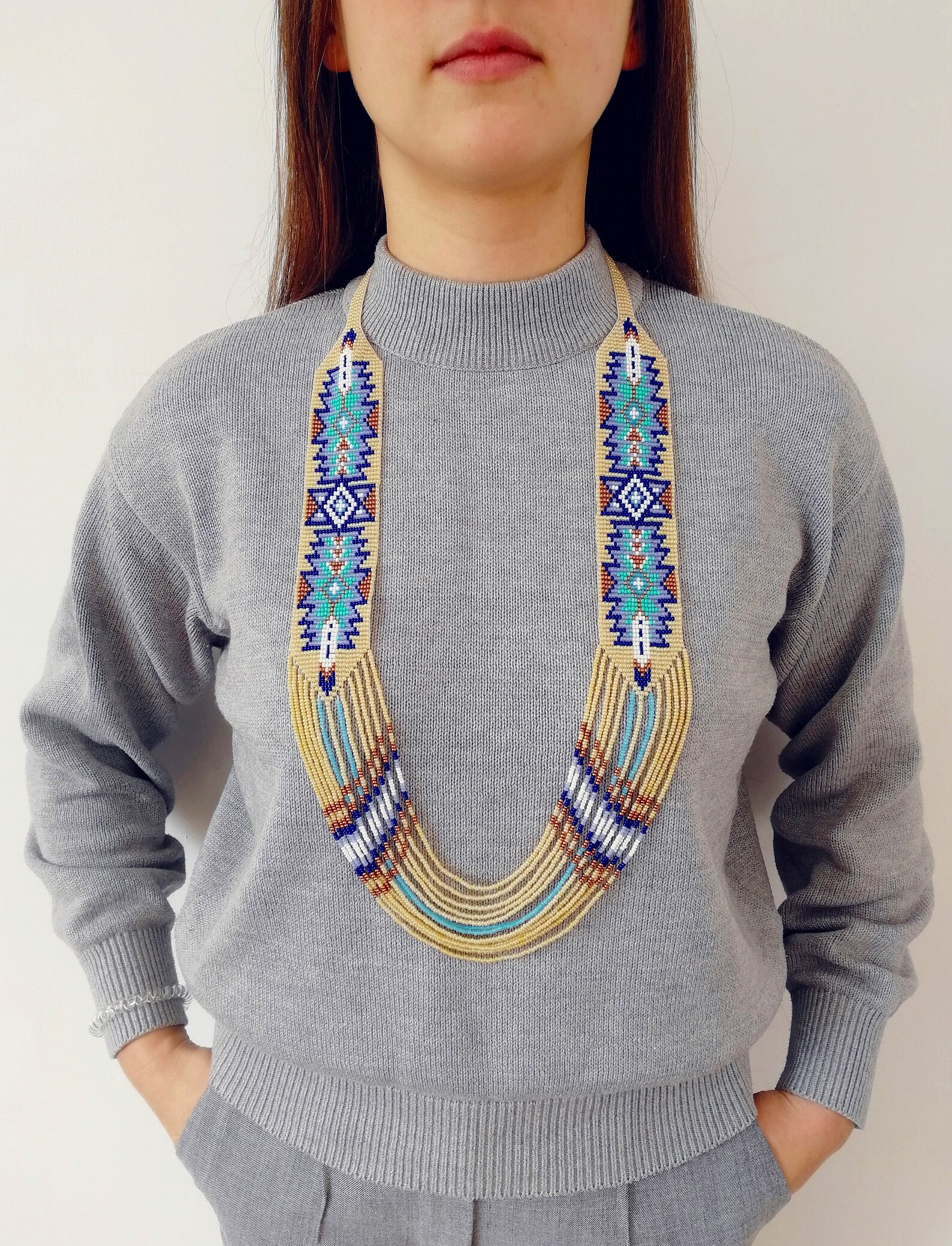 Cherokee Style Native American Bead Necklace Inspired, Bead Loom ...