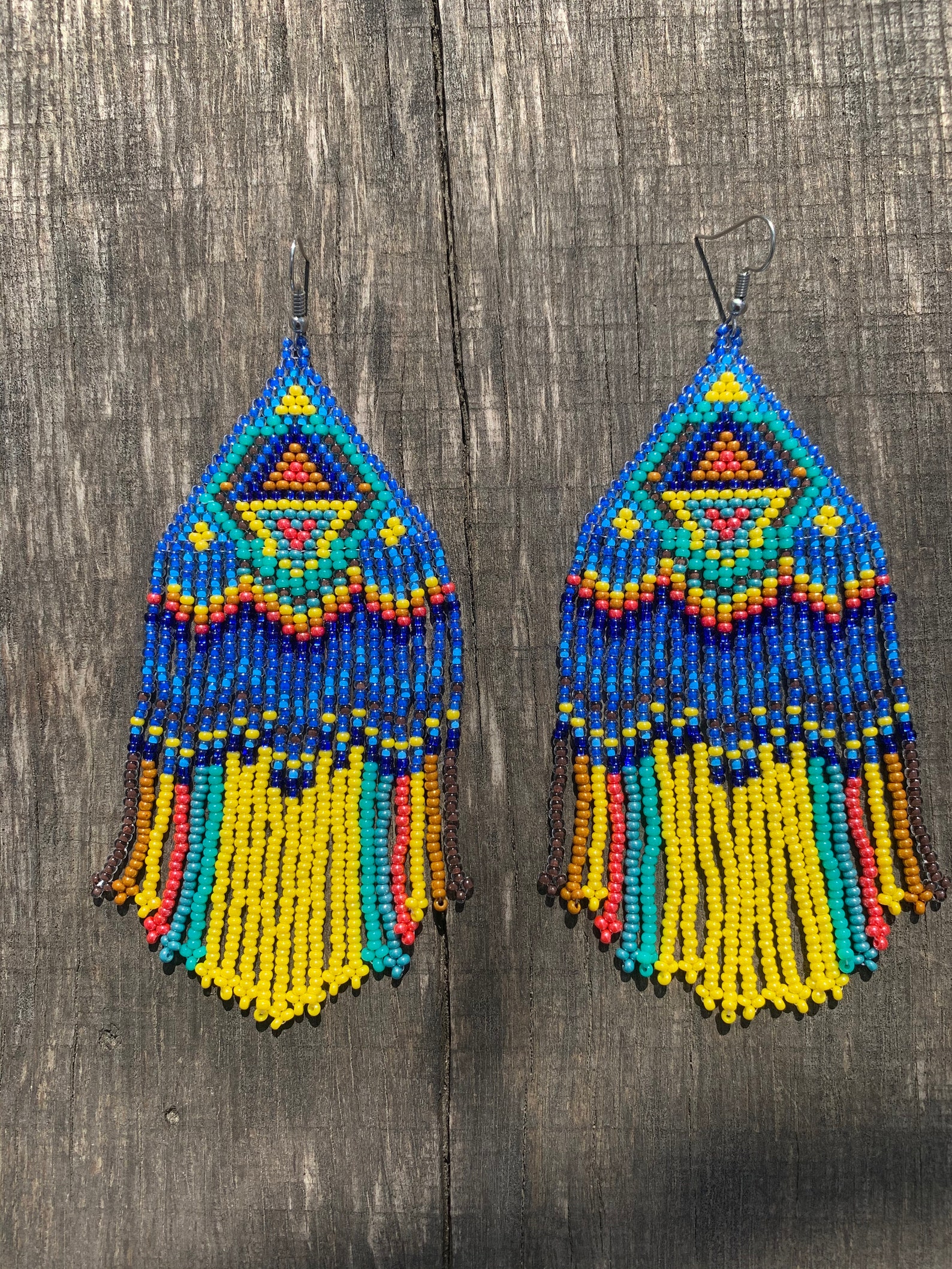 Native American Style Beaded Earring Indian Style Big Etsy