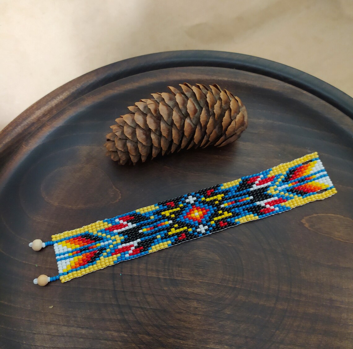 Cherokee Style Vibrant Patterns Native America Inspired Bead Bracelet ...