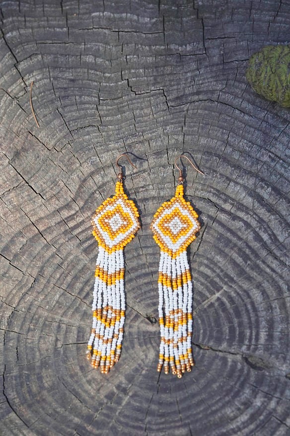 Extra Long Bead Earrings, Big Dangle Earrings, Bead Jewelry, Native ...