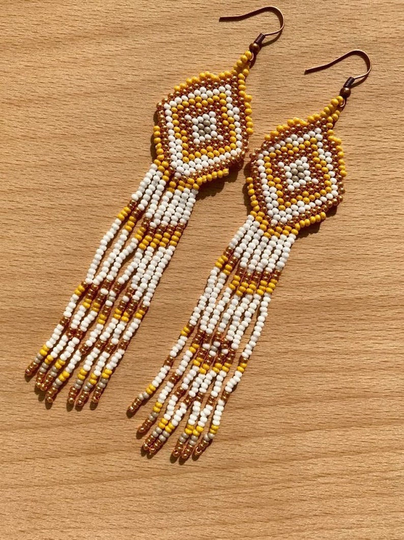 Extra Long Bead Earrings, Big Dangle Earrings, Bead Jewelry, Native ...