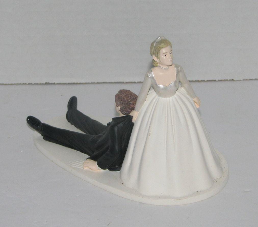 Wedding Cake Topper Figurine Bride and Groom Humor Funny Couple ...