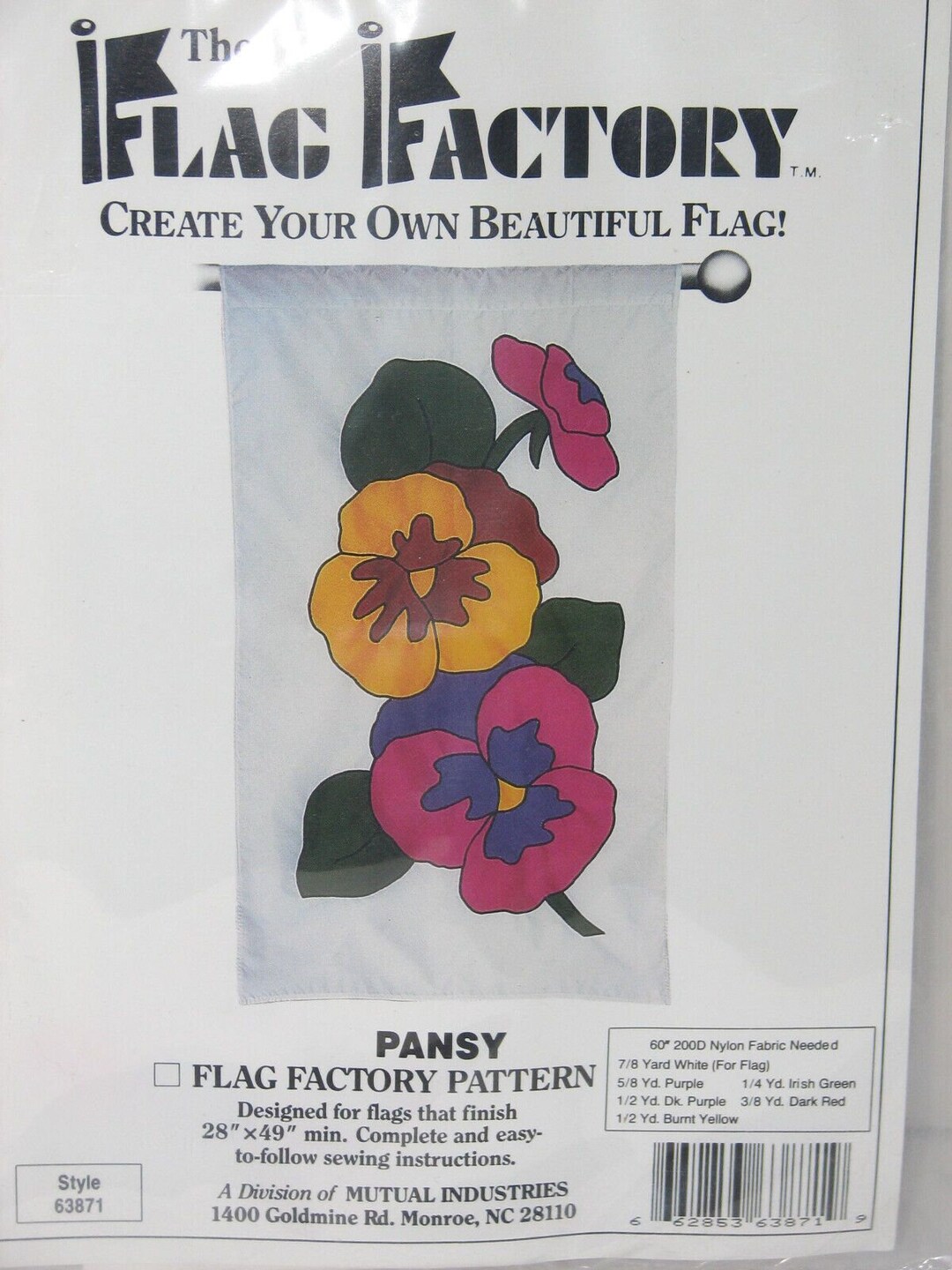 The Flag Factory PANSY Pattern Create Your Own Flag NEW - Etsy
