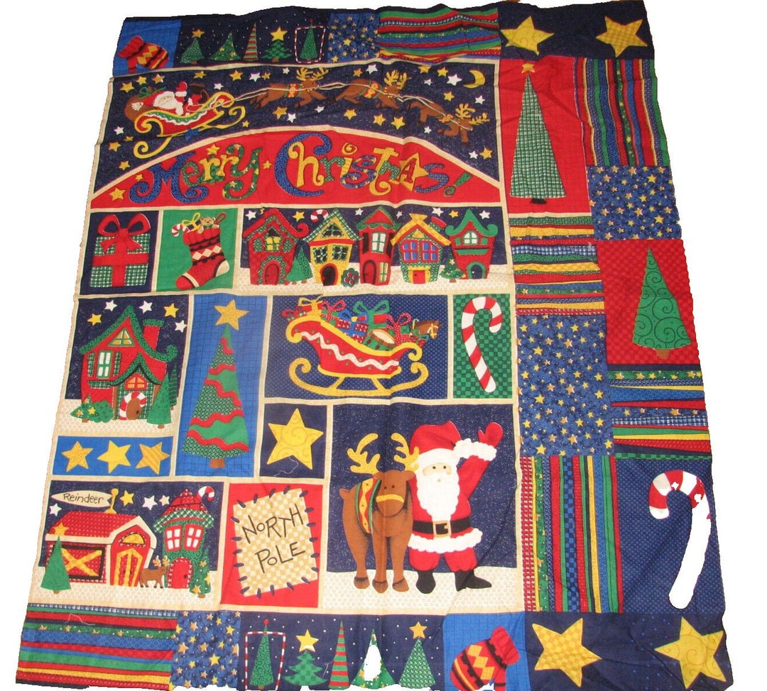 Christmas Fabric Panel Santa Gingerbread Housse Candy Cane - Etsy