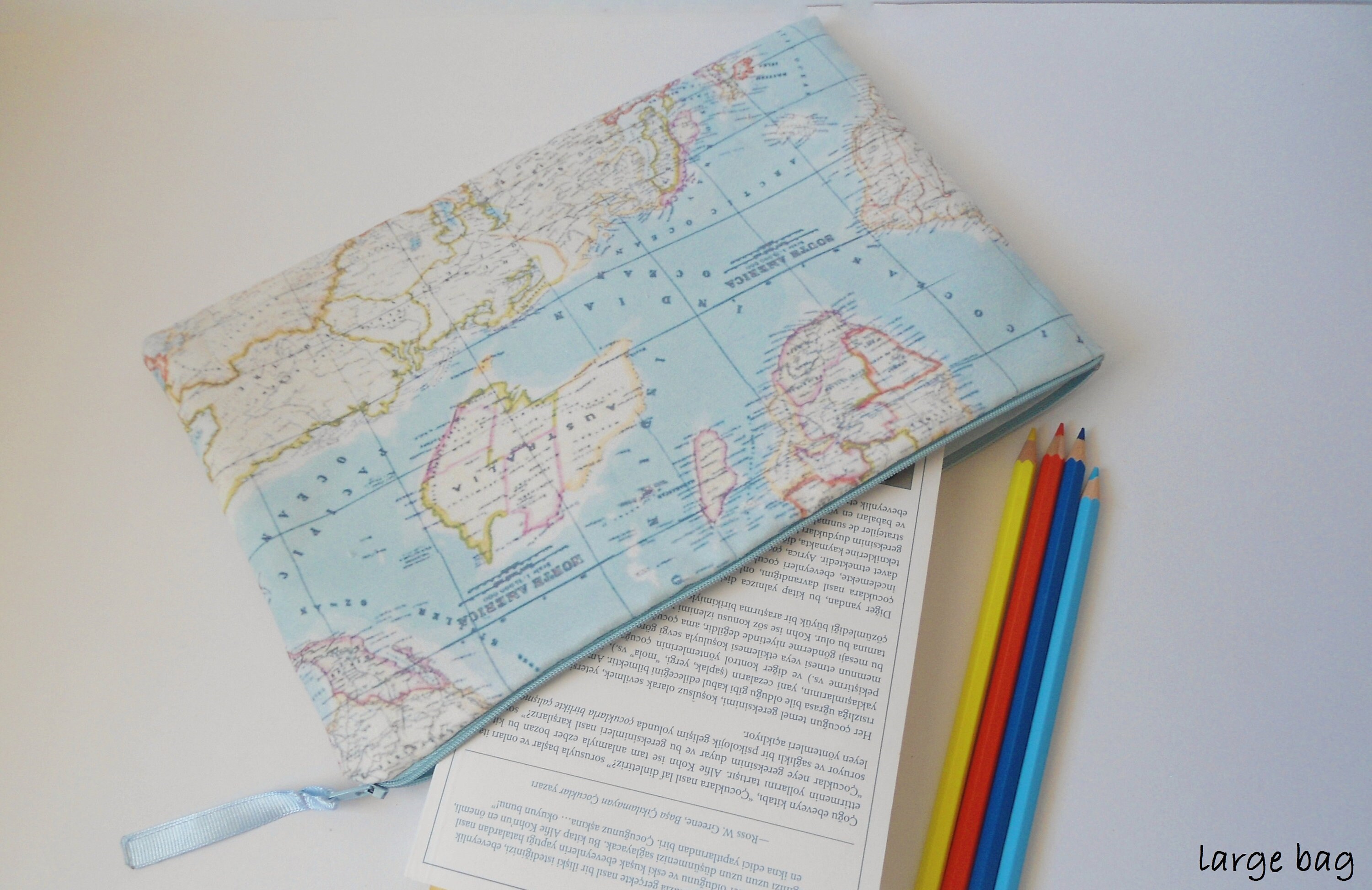 World map pencil case World map pencil pouchBack to | Etsy