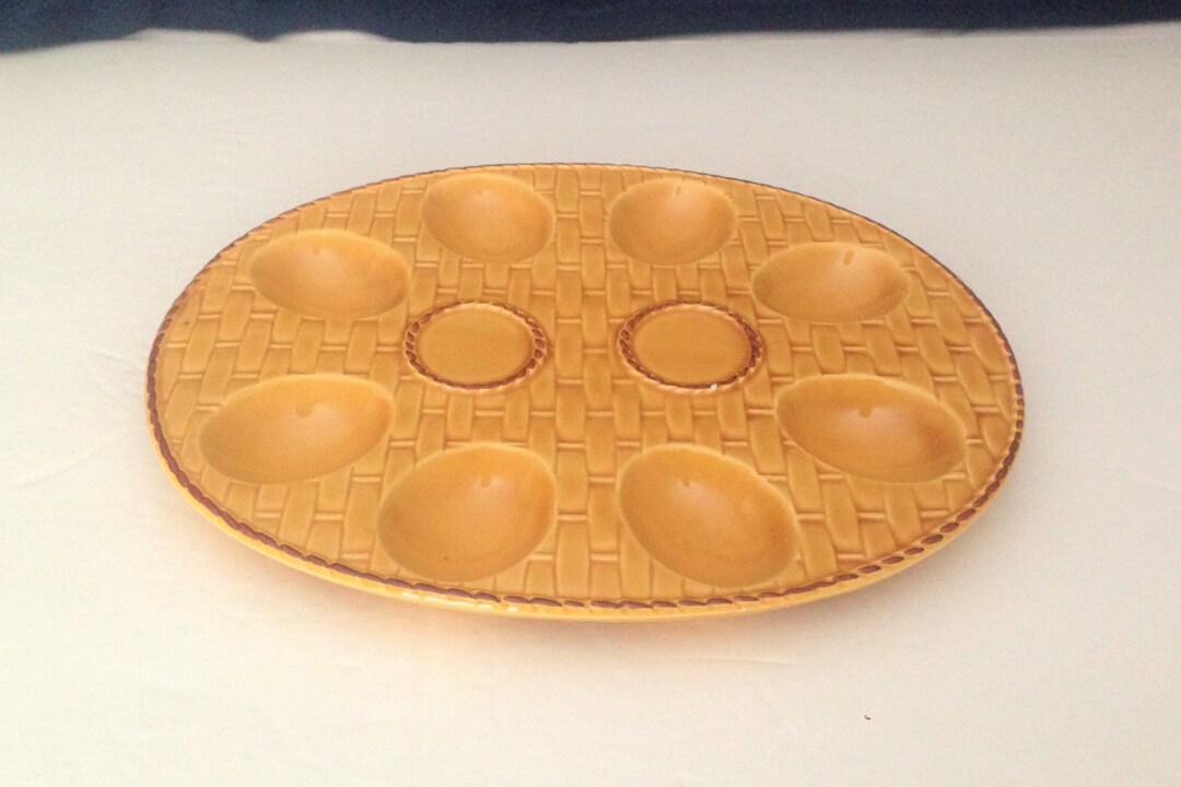 Vintage Ceramic Deviled Egg Tray Plate Harvest Gold Giftcraft Japan - Etsy