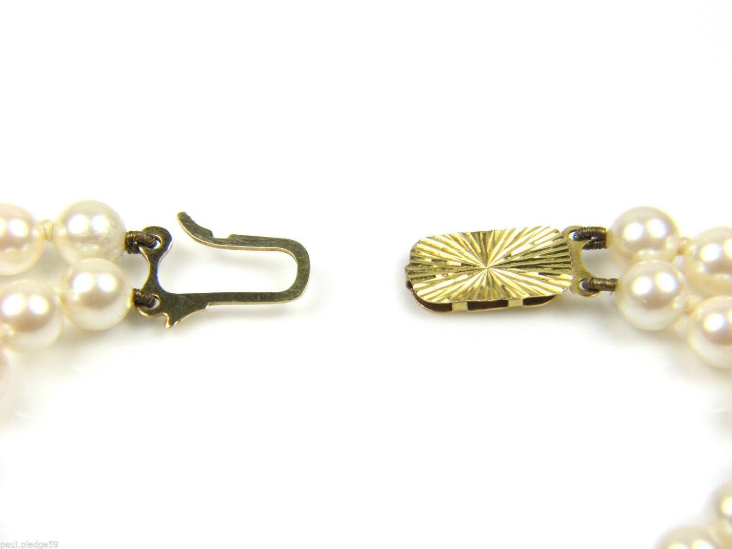 Ladies Double String Pearl Necklace Set With 9ct Gold Catch. 17 Inch ...