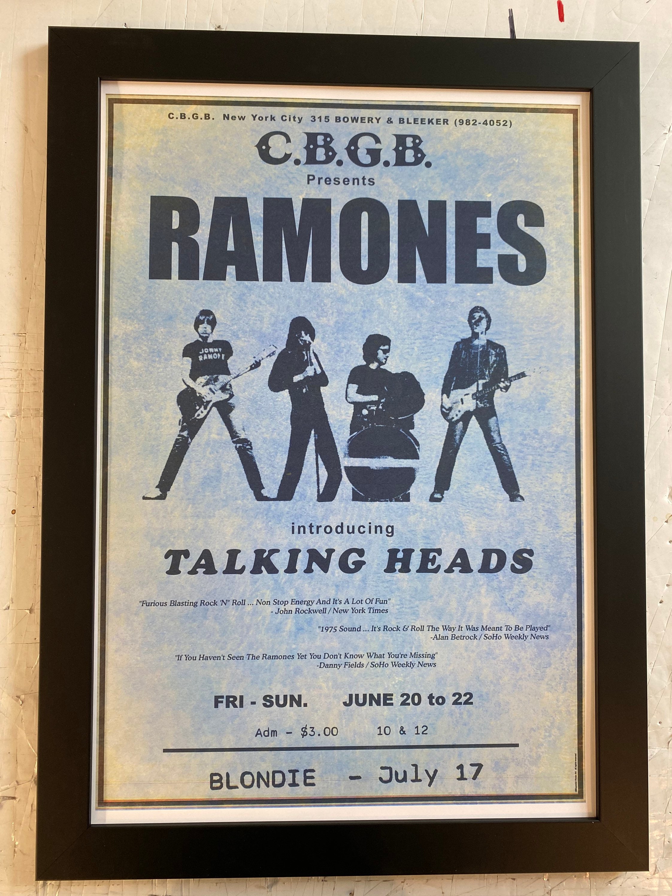 Ramones CBGB Framed Concert Poster. Talking Heads Punk Rock - Etsy