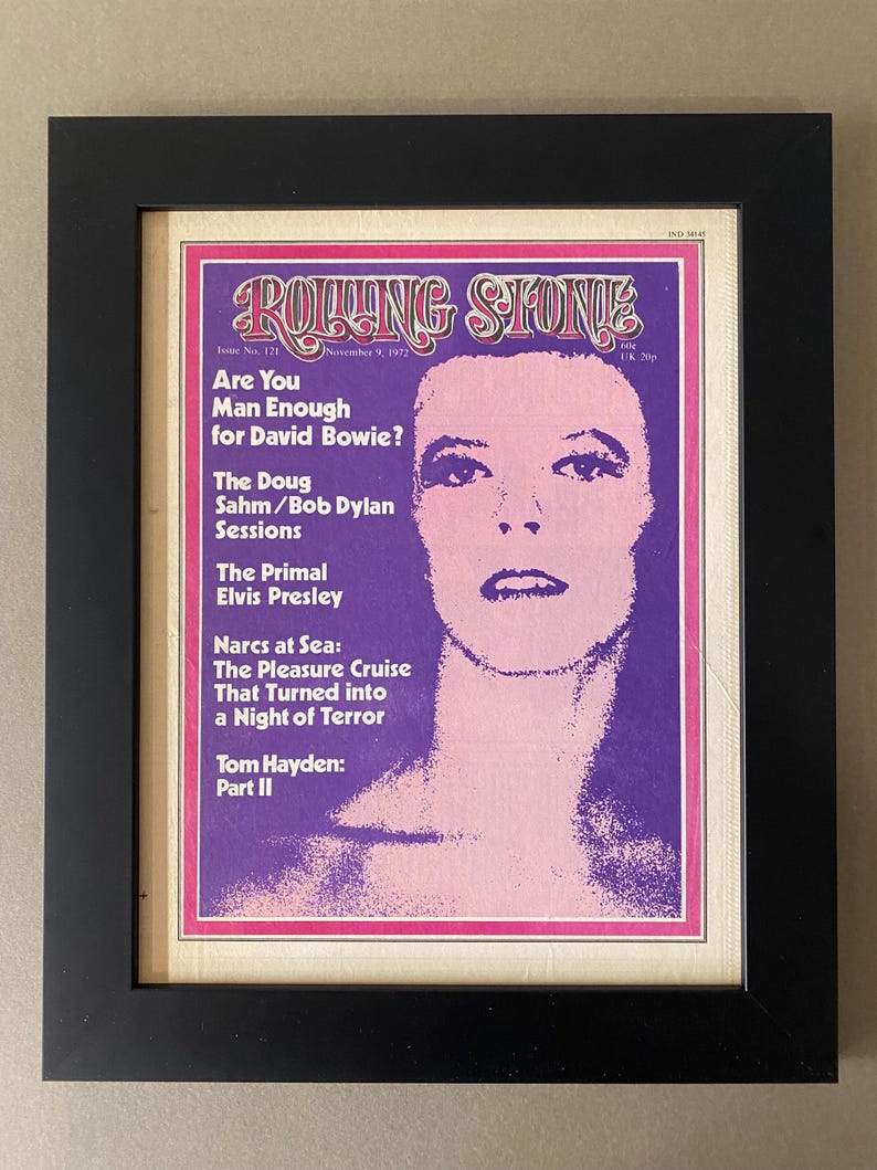 David Bowie Framed 1972 Rolling Stone Magazine Cover. Vintage Original ...