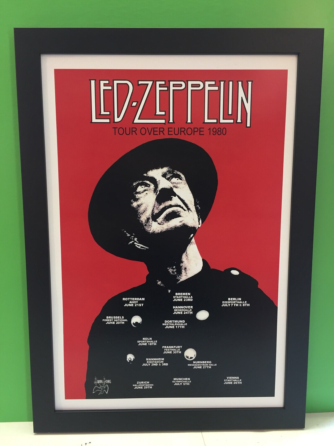 Led Zeppelin Tour Over Europe 1980 Framed Concert Poster Last Show Ever ...