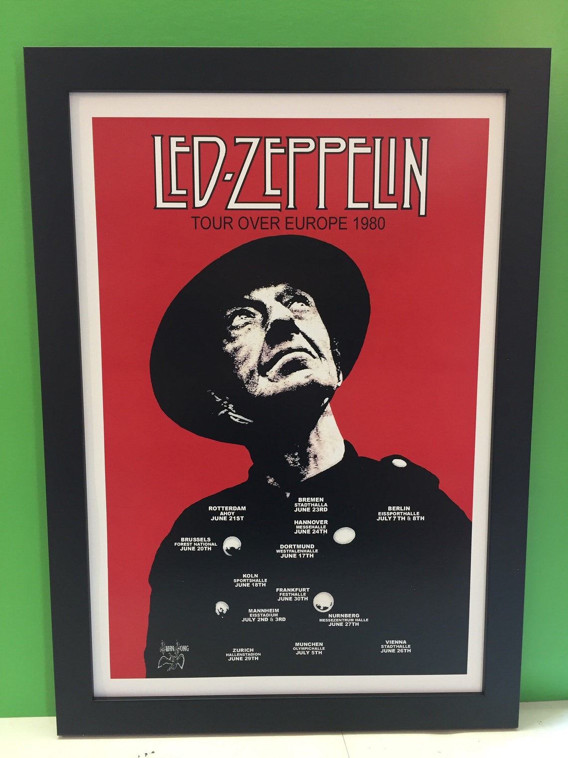Led Zeppelin Tour Over Europe 1980 Framed Concert Poster Last - Etsy