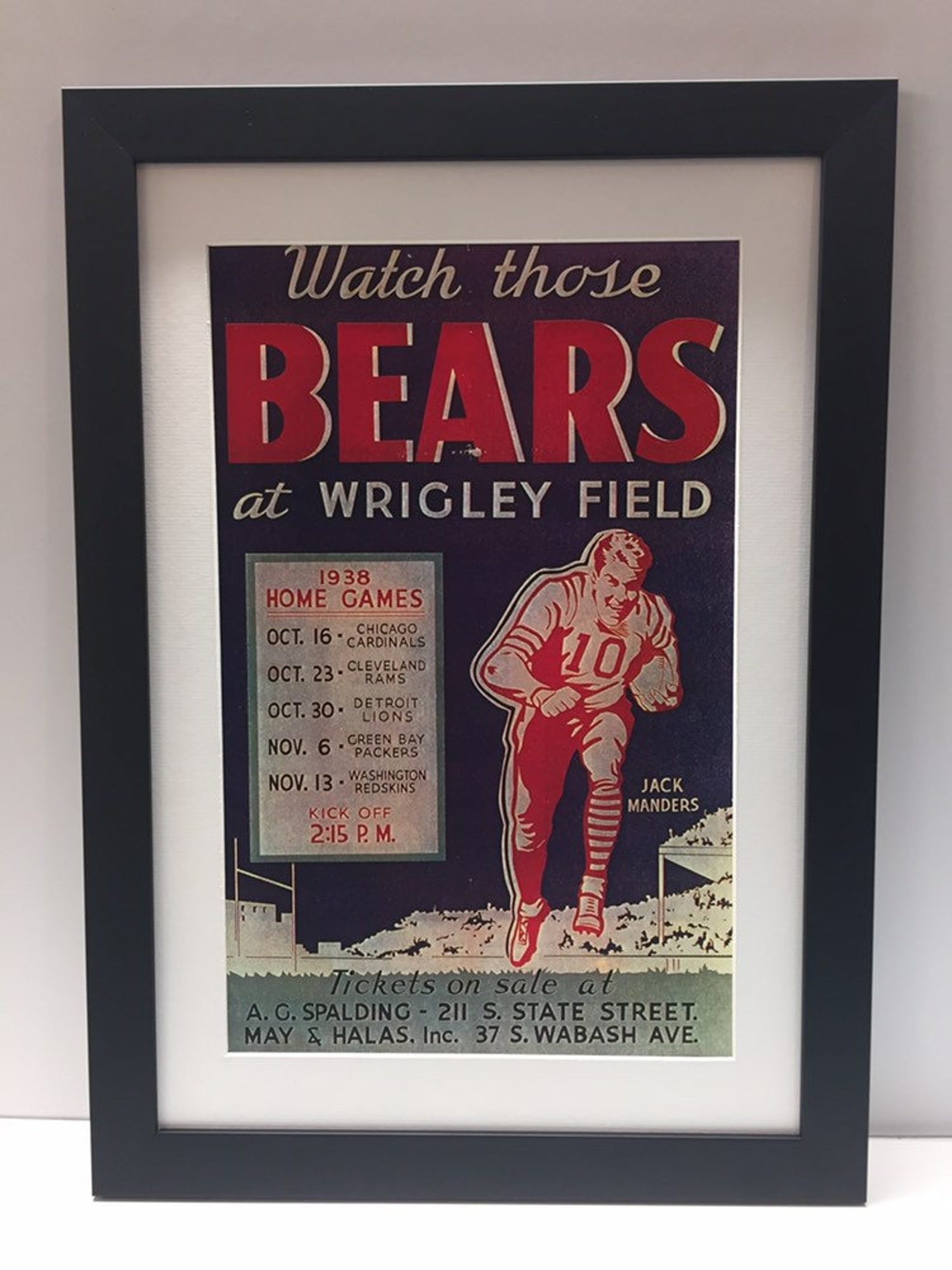 1938 Chicago Bears at Wrigley Field Framed Poster - Etsy