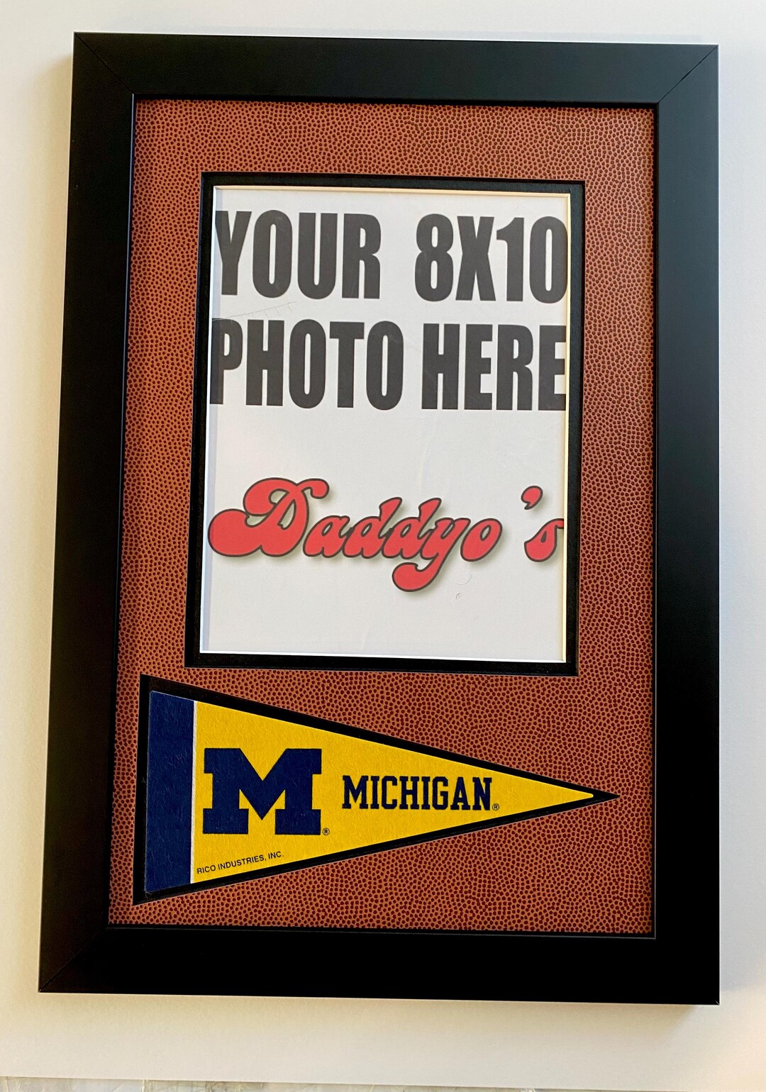Michigan Wolverines Custom Picture Frame. Football Pigskin Matting ...