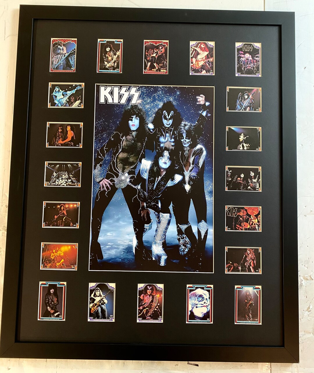 Kiss Mini Poster Framed With 20 Vintage Kiss Trading Cards Gene Simmons ...