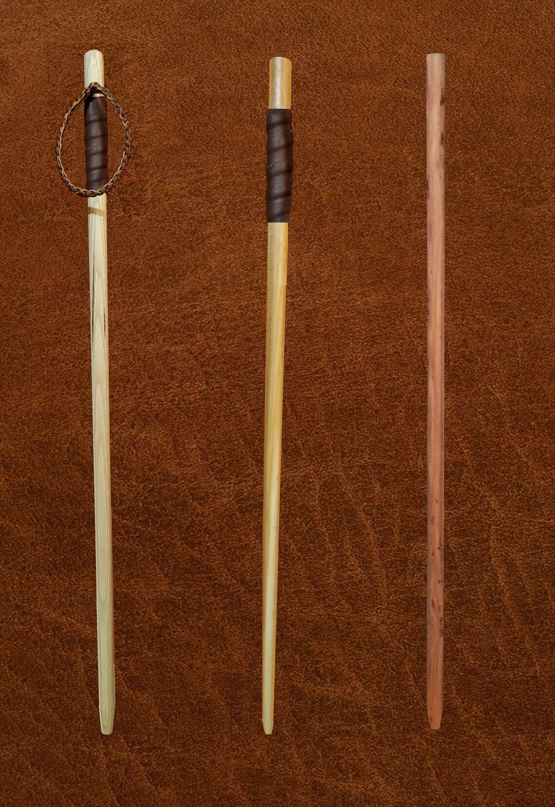 1 In. Hickory Hiking Staff With Leather Handle and Wrist - Etsy