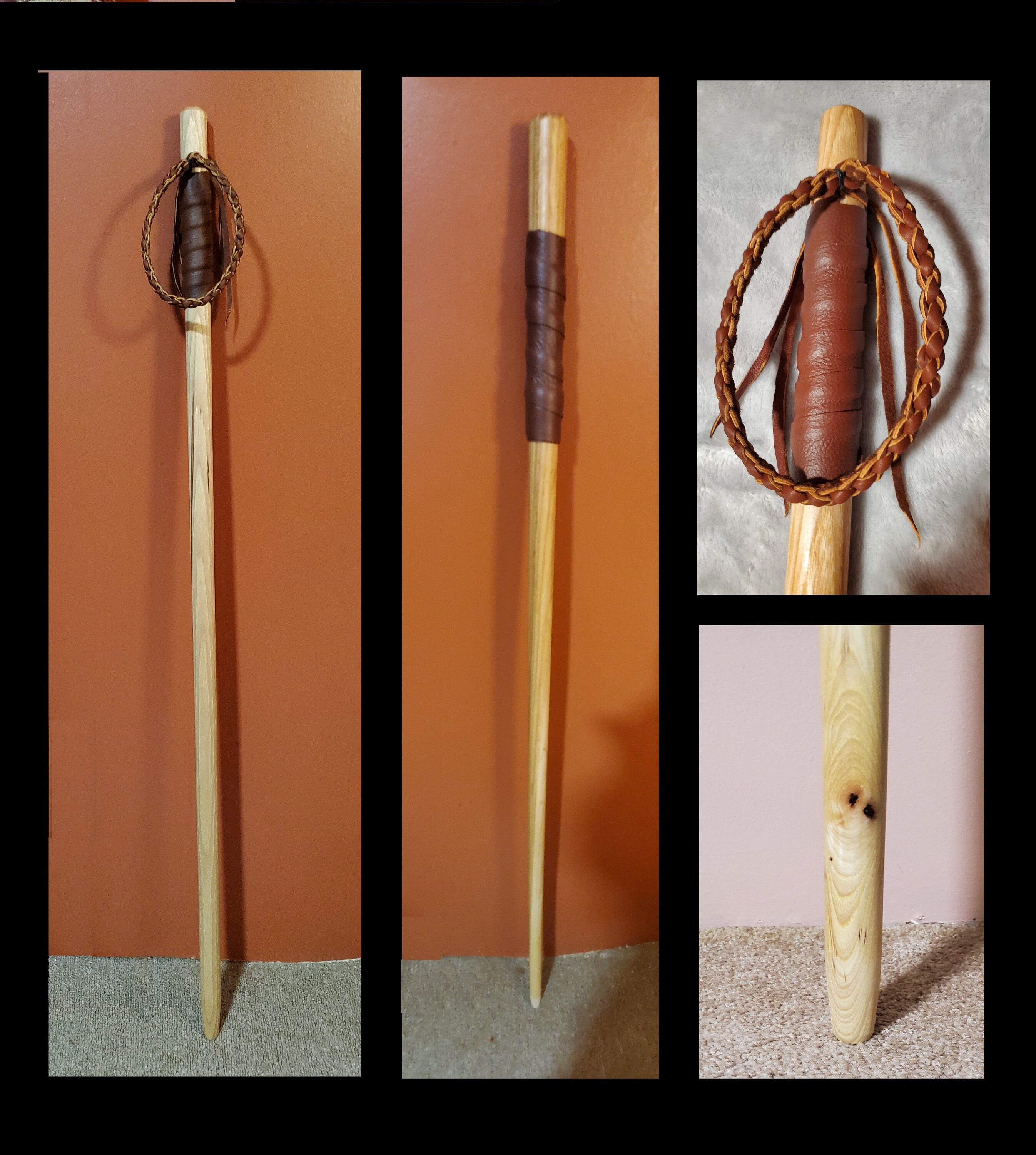 1 In. Hickory Hiking Staff With Leather Handle and Wrist - Etsy