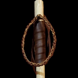 1-1/8 In. Hickory Hiking Staff With Leather Handle and Wrist Strap. 40 ...