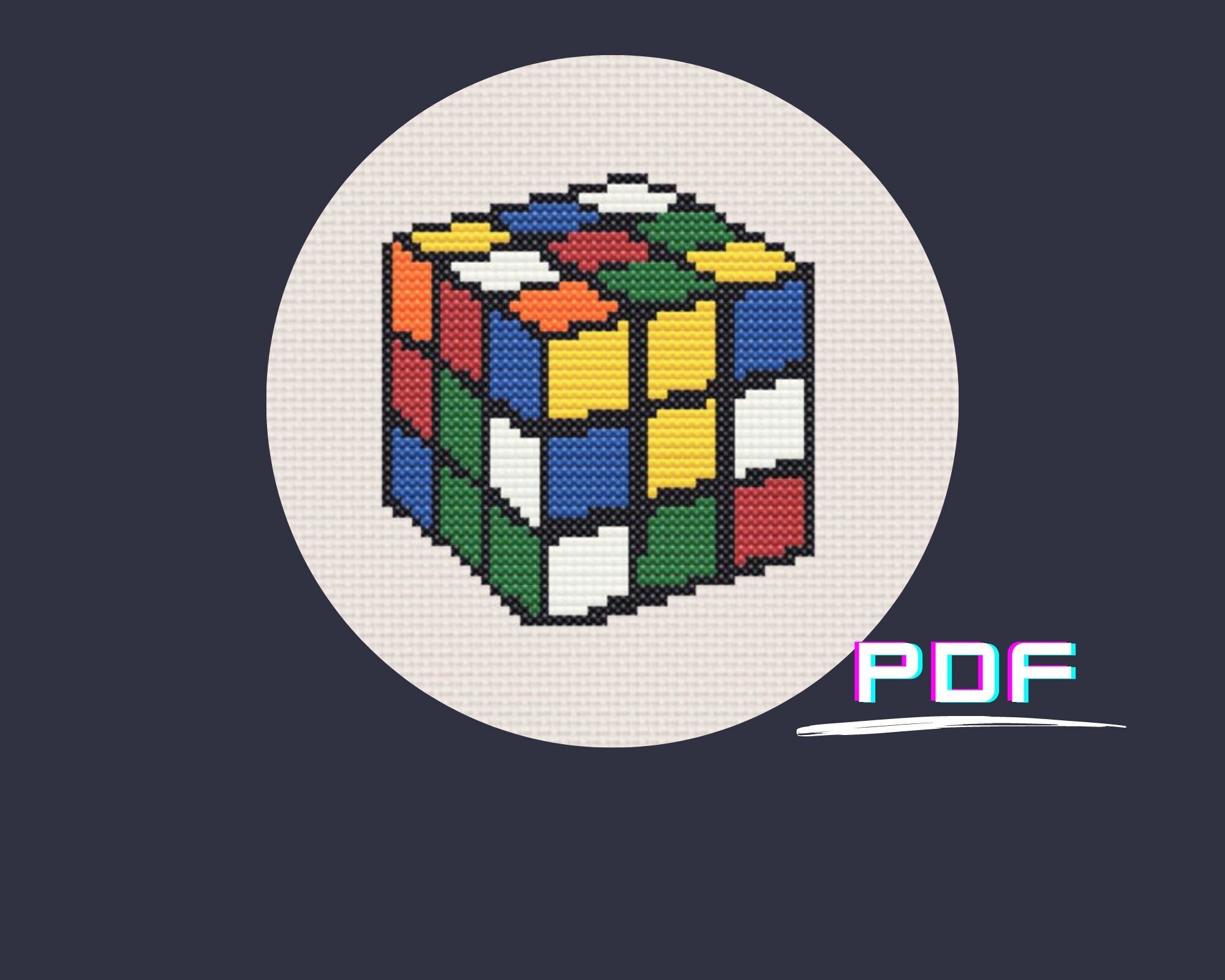 Rubik's Cube Digital Cross Stitch Chart PDF Retro Games Embroidery ...