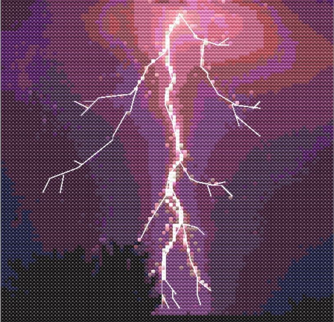 Lightning Bolt Cross Stitch Digital Chart PDF Thunder - Etsy