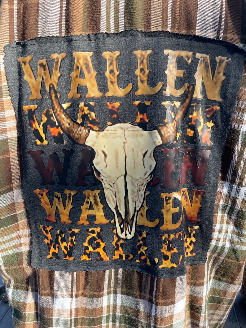 Upcycled “wallen” Country Music Themed Men’s XLT Flannel Shirt. Unique ...