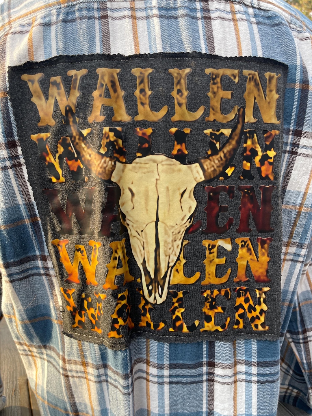 Upcycled “wallen” Country Music Themed Men’s XL Flannel Shirt. Unique ...