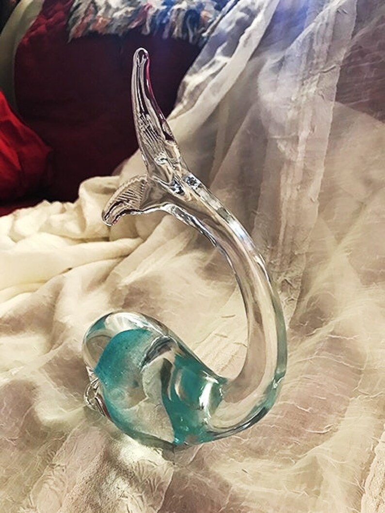 Vintage Murano Art Glass Crystal Whale Sculpture Paperweight - Etsy