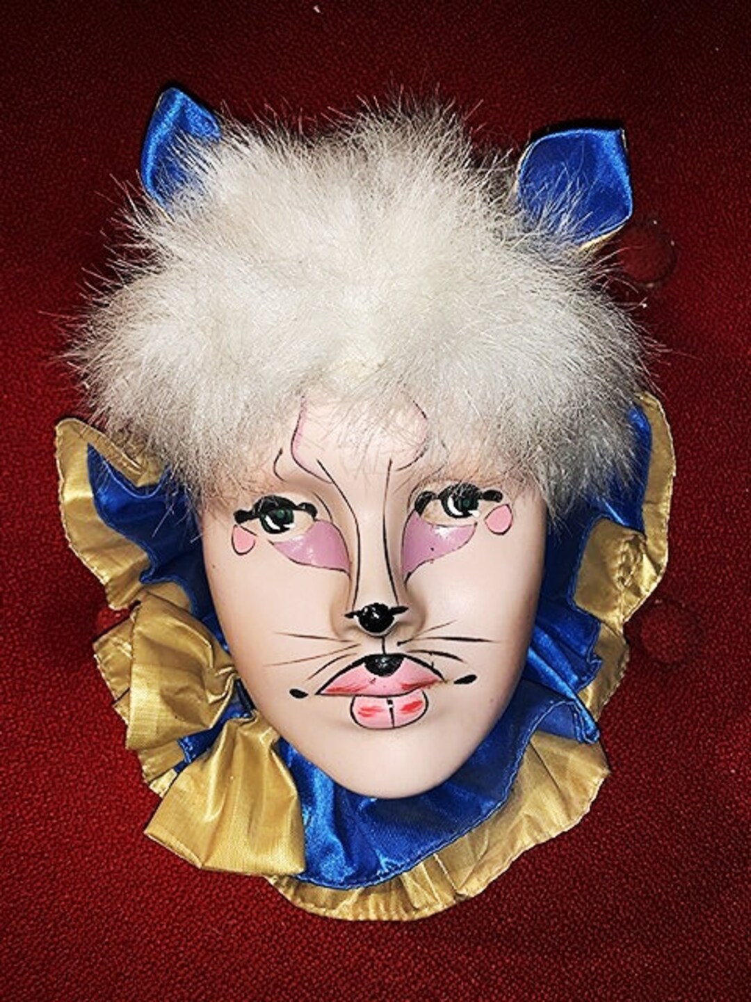 Porcelain Venetian Feline Mask With Faux Fur Wall Decor - Etsy