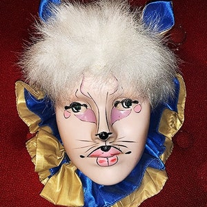 Porcelain Venetian Feline Mask With Faux Fur Wall Decor - Etsy