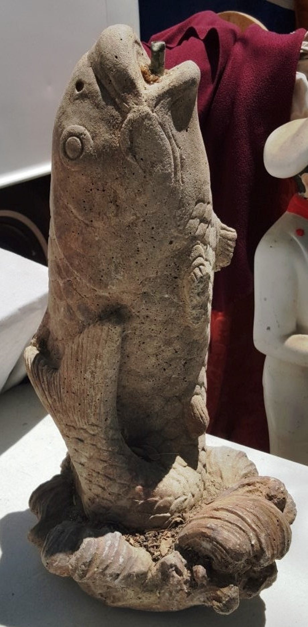 Cast Stone Koi Fish Fountain - Etsy