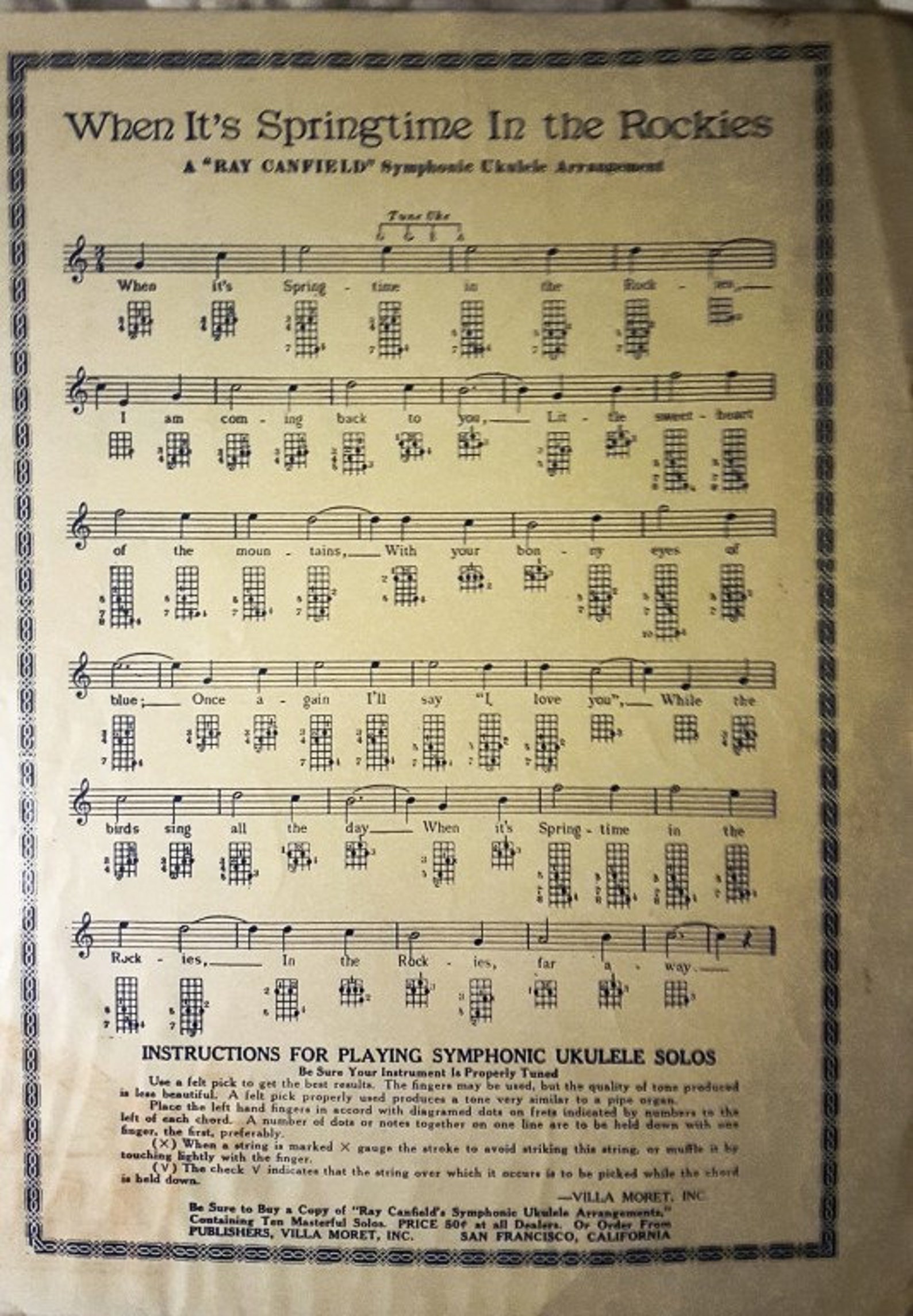 1929 Sheet Music WHEN It's SPRINGTIME in the ROCKIES Claude Sweeten ...