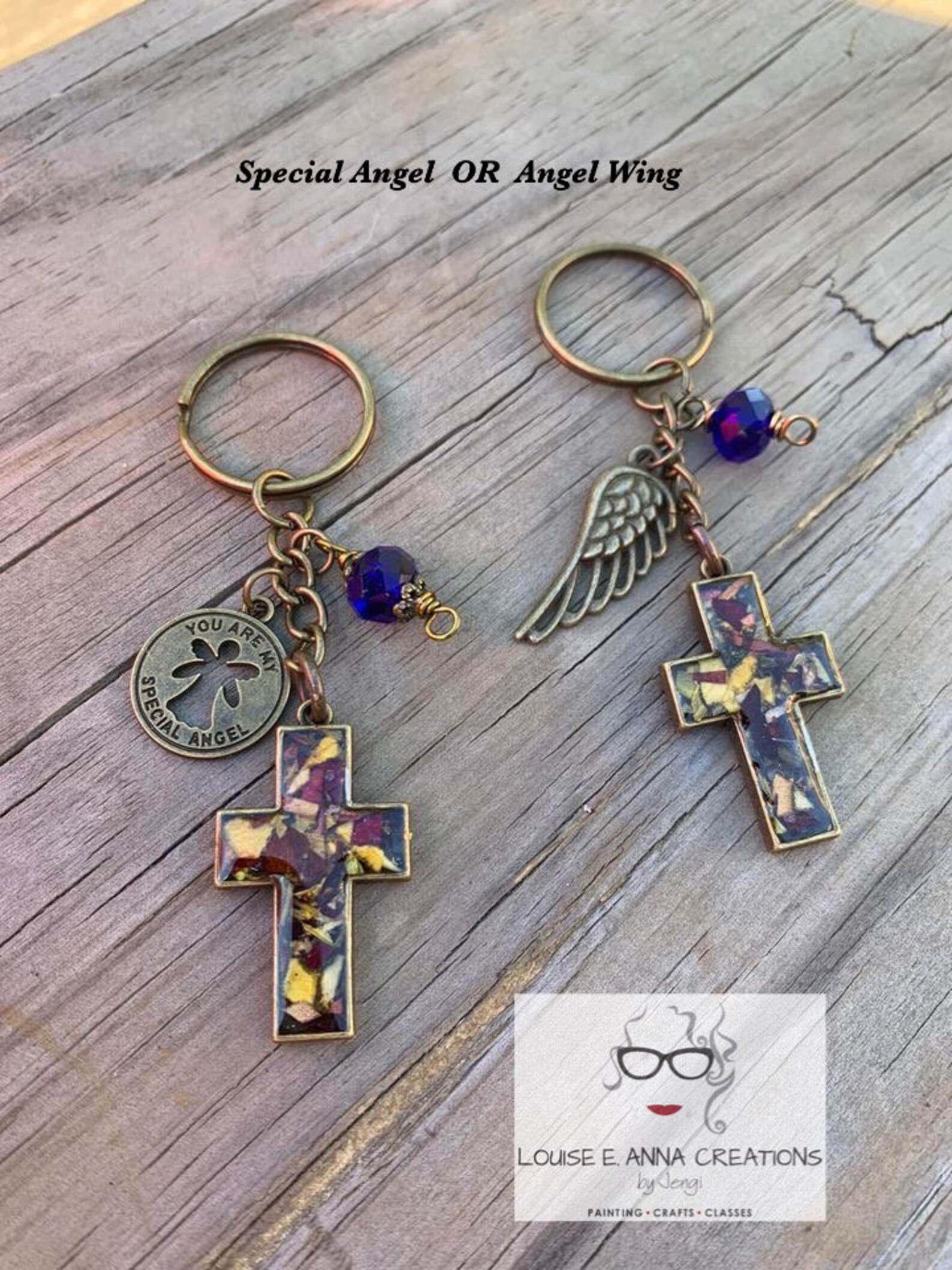 Dried Flower Petal Cross Keychain: Memorial Keepsake, Silver Charm - Etsy