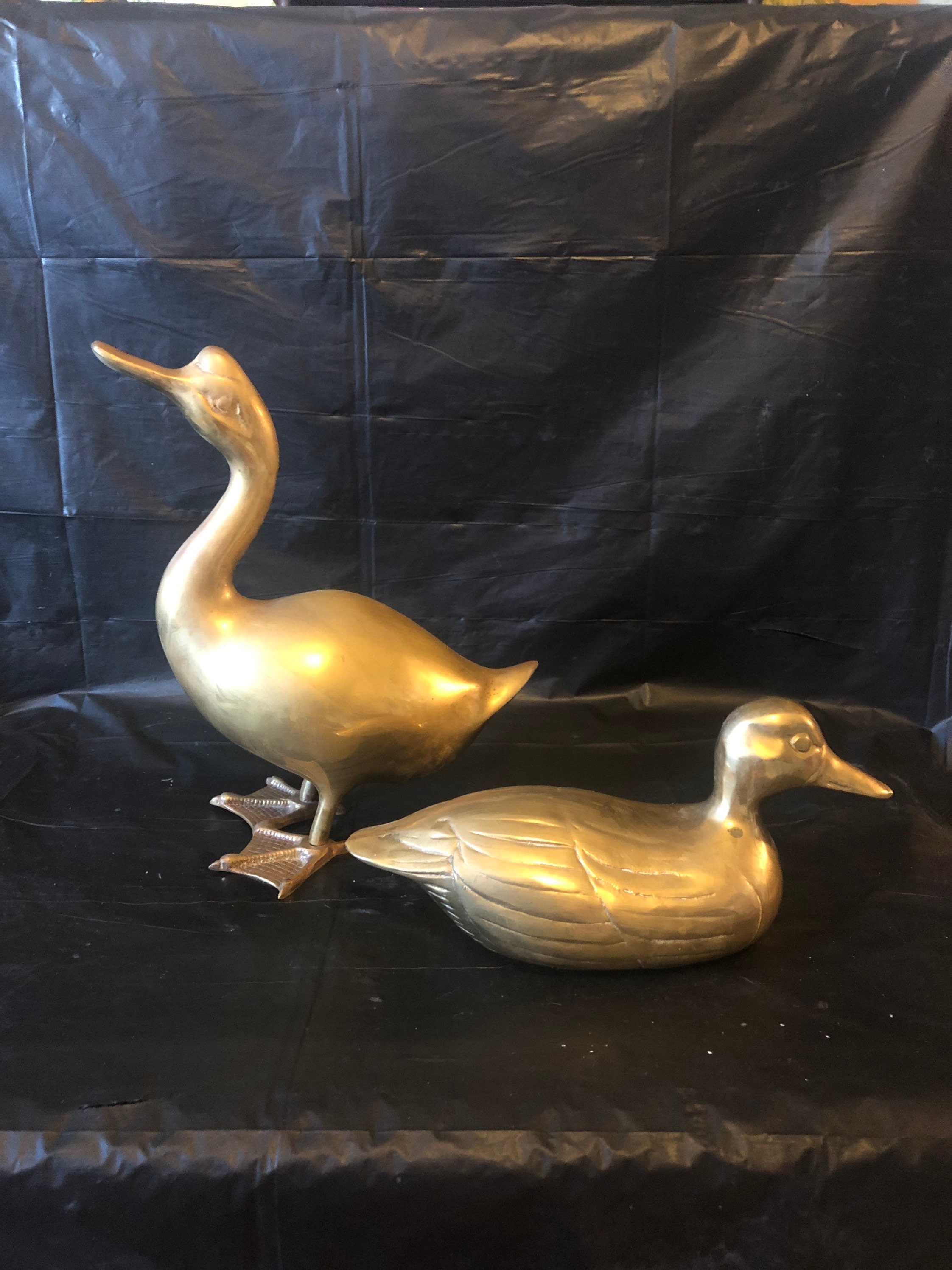 Brass duck pair large 9 Midcentury all brass decor | Etsy