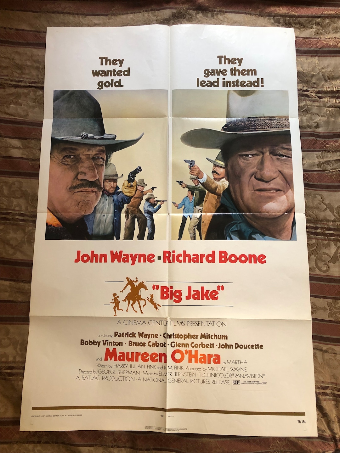 1971 Original John Wayne Big Jake Movie Poster 41” X 27” Very Good ...