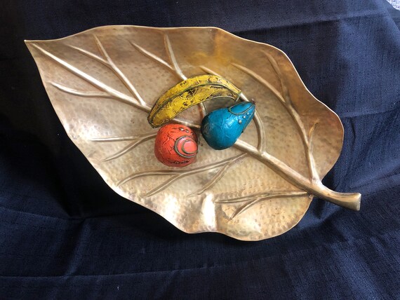 Brass Detailed Leaf Tray Solid Brass Extra Large 2 Long. - Etsy