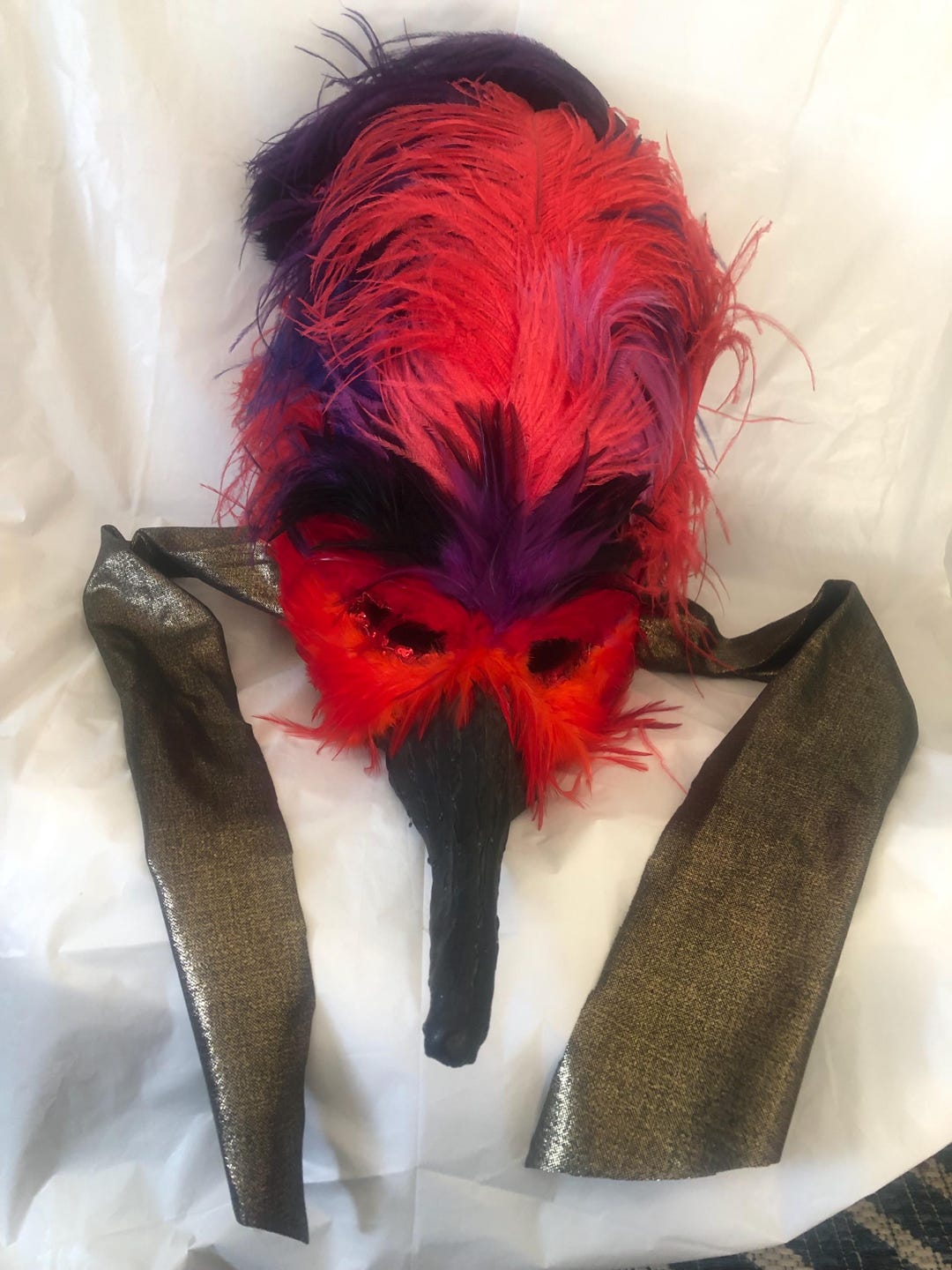 Plague Doctor Ostrich Feather Red Purple Mask by Maskerville Artist ...